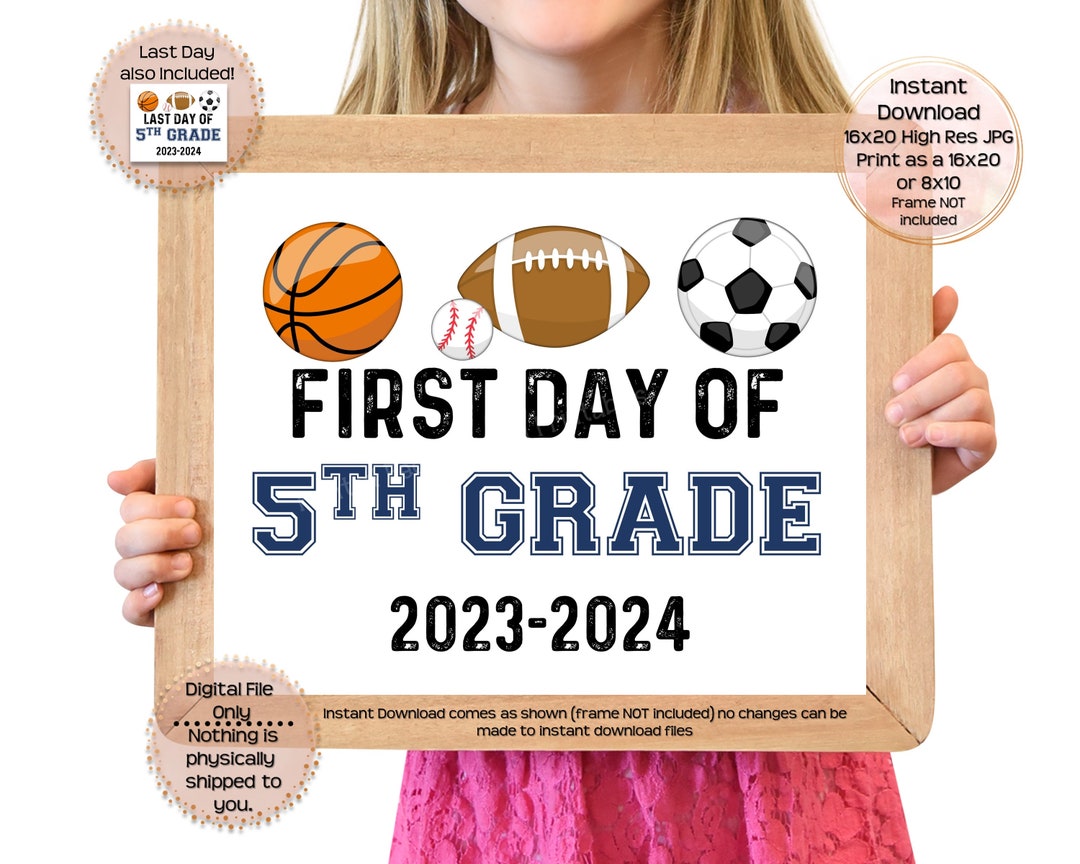 First Day of Fifth Grade Printable Sign 1st Day of School Sign - Etsy