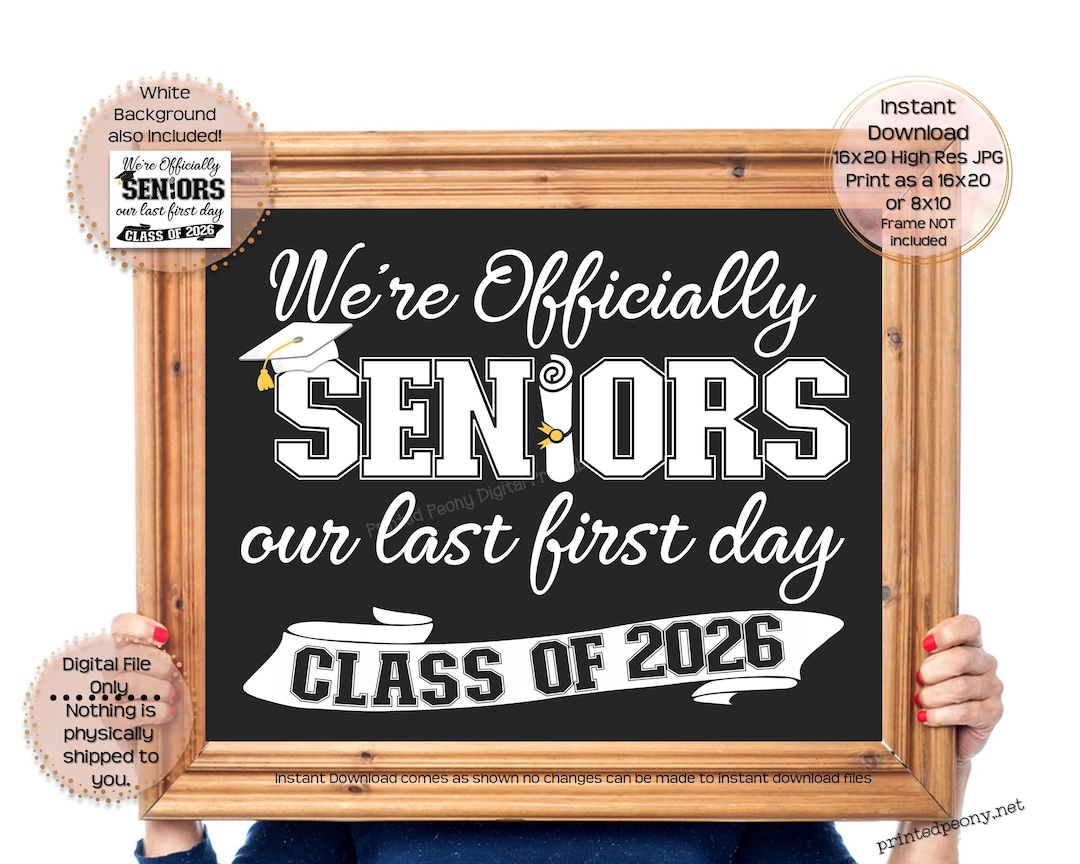 First Day of Senior Year Printable Sign First Day of School Sign Twin ...
