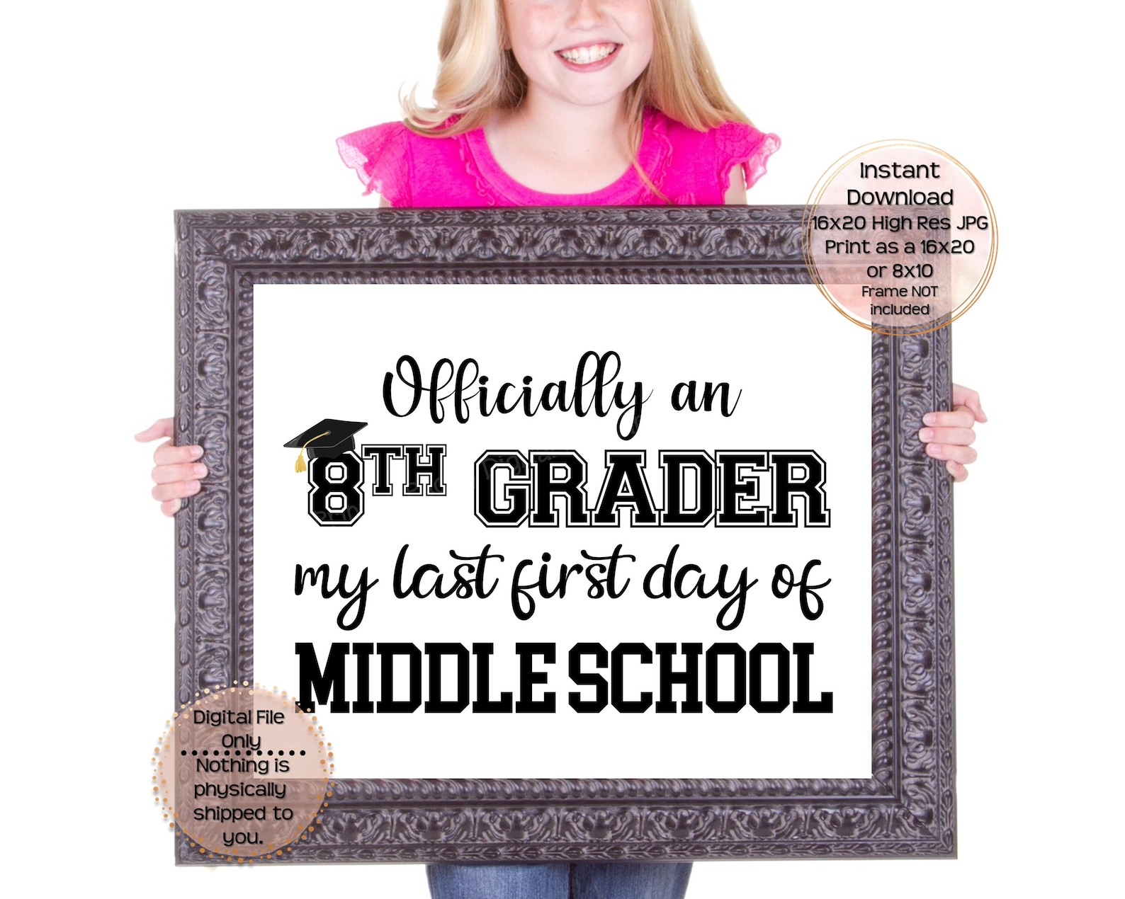 First Day of Eighth Grade Printable Sign First Day of School Sign 8th ...