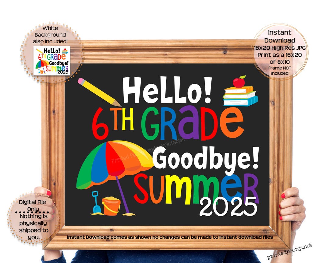 First Day of Sixth Grade Printable Sign 1st Day of School Sign 6th ...