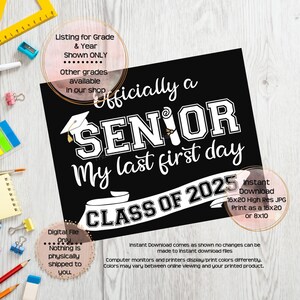 First Day of Senior Year Printable Sign First Day of School Sign 12th ...