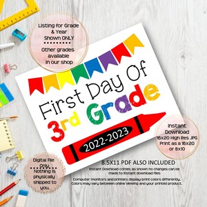 First Day of Third Grade Printable Sign First Day of School - Etsy