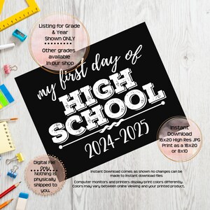 First Day of Ninth Grade Printable Sign First Day of High School Sign ...