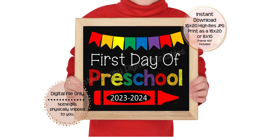First Day of Preschool Printable Sign 1st Day of School Sign Pre-k ...
