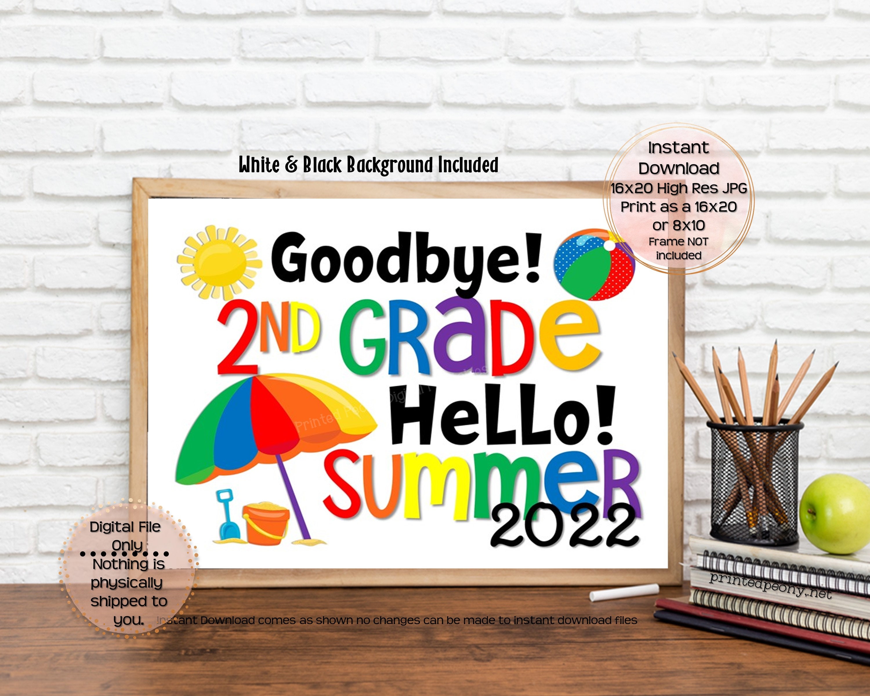 Last Day of Second Grade Printable Sign End of School Sign 2nd - Etsy