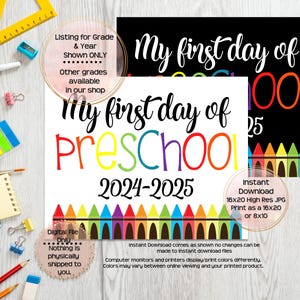 First Day of Preschool Printable Sign 1st Day of School Sign Pre-k ...