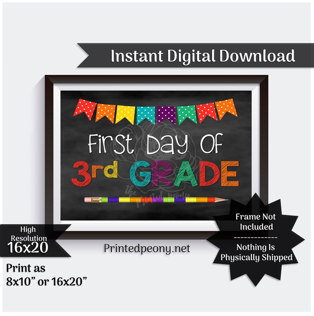 First Day of Third Grade Printable Sign First Day of School - Etsy