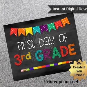 First Day of Third Grade Printable Sign First Day of School - Etsy