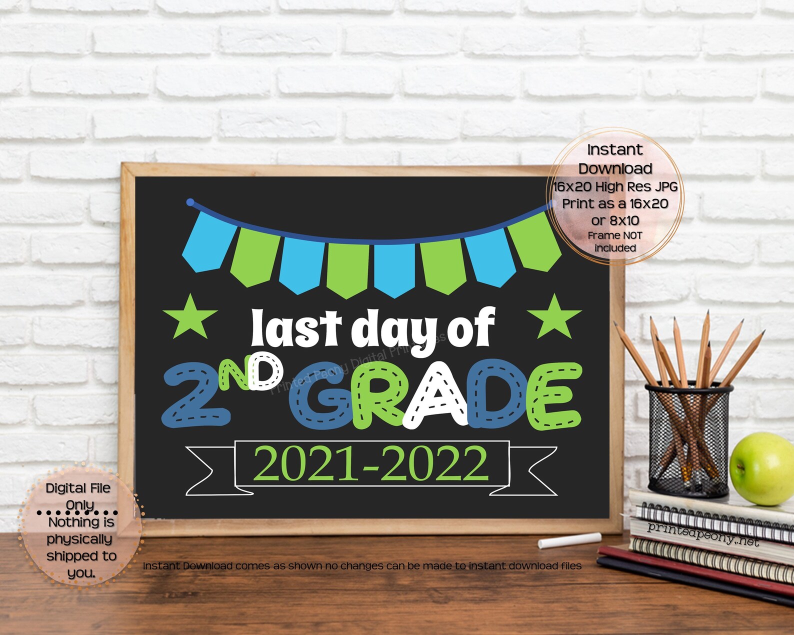 Last Day of Second Grade Printable Sign End of School Sign 2nd - Etsy