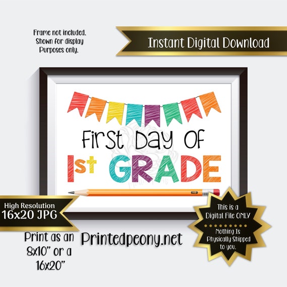 First Day of First Grade Printable Sign First Day of School - Etsy