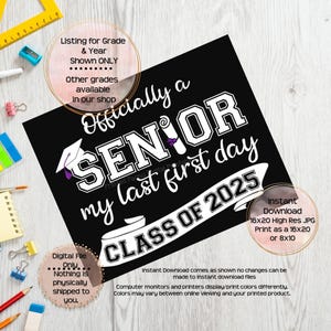 First Day of Senior Year Printable Sign First Day of School Sign 12th ...
