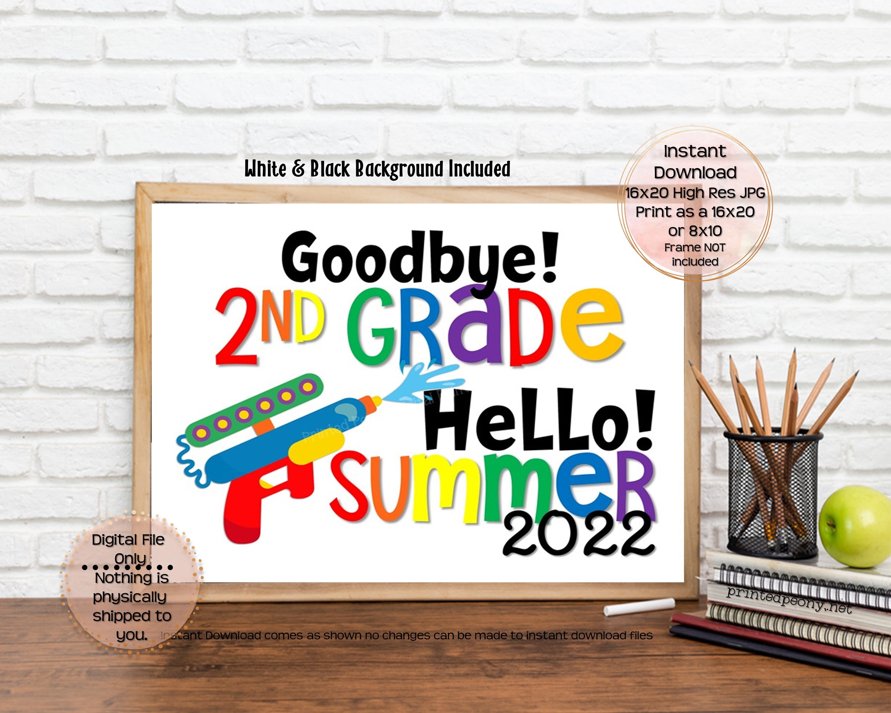 Last Day of Second Grade Printable Sign End of School Sign 2nd - Etsy