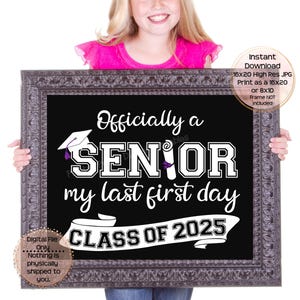First Day of Senior Year Printable Sign First Day of School Sign 12th ...