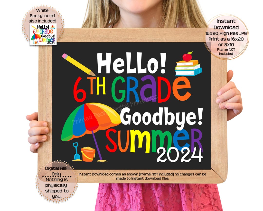 First Day of Sixth Grade Printable Sign 1st Day of School Sign 6th ...