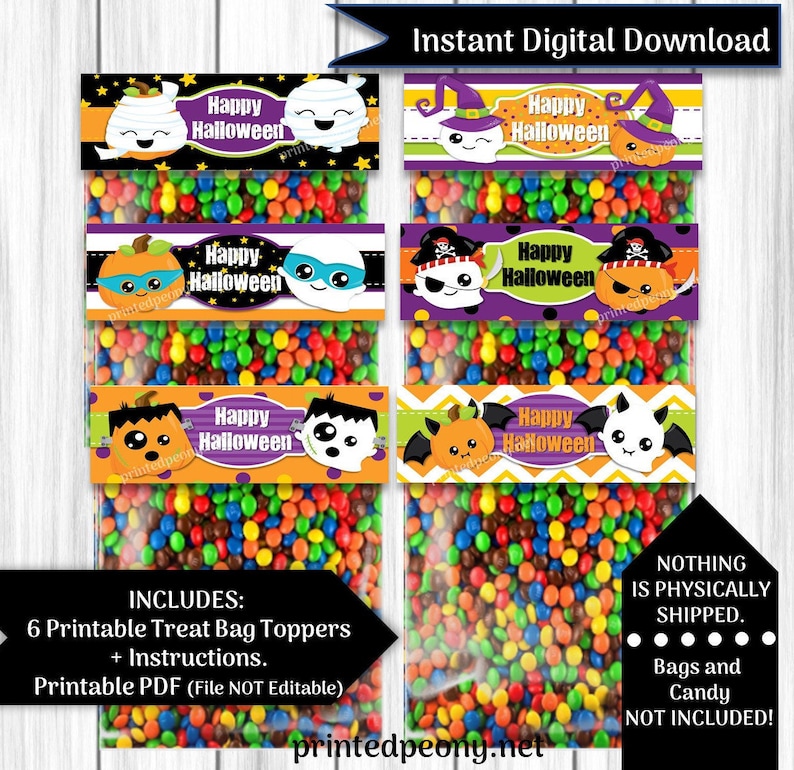 Halloween Treat Bag Toppers Halloween Party Favors Treat Bags Halloween ...