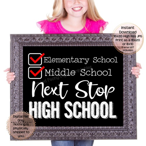Printable Next Stop High School Sign Last Day of Eighth - Etsy