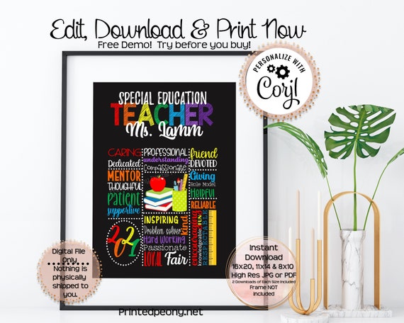 Personalized Printable Special Education Teacher Gift EC | Etsy