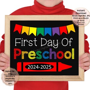 First Day of Preschool Printable Sign 1st Day of School Sign Pre-k ...