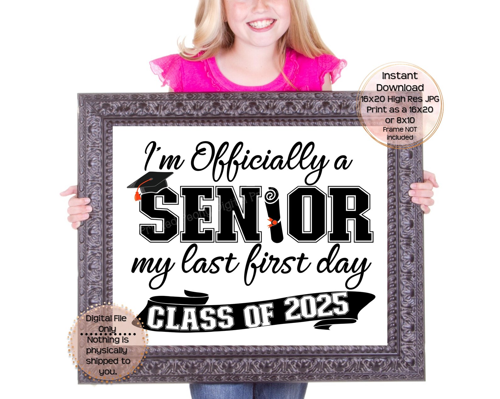 First Day of Senior Year Printable Sign First Day of School Sign 12th ...