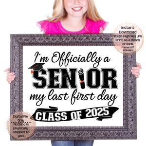 First Day of Senior Year Printable Sign First Day of School Sign 12th ...
