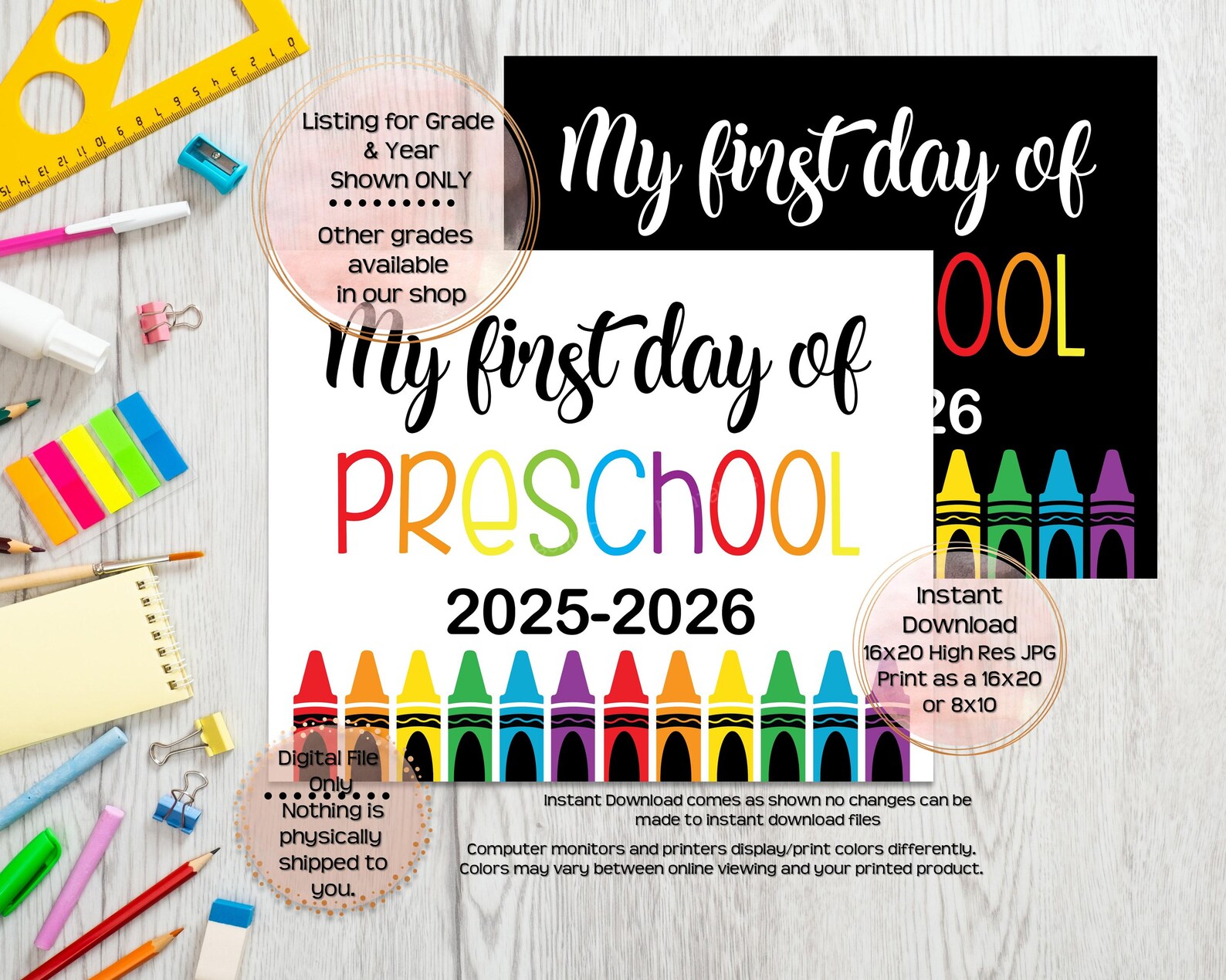 First Day of Preschool Printable Sign 1st Day of School Sign Pre-k ...