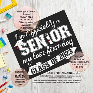 First Day of Senior Year Printable Sign First Day of School - Etsy