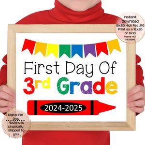 First Day of Third Grade Printable Sign First Day of School Sign 3rd ...