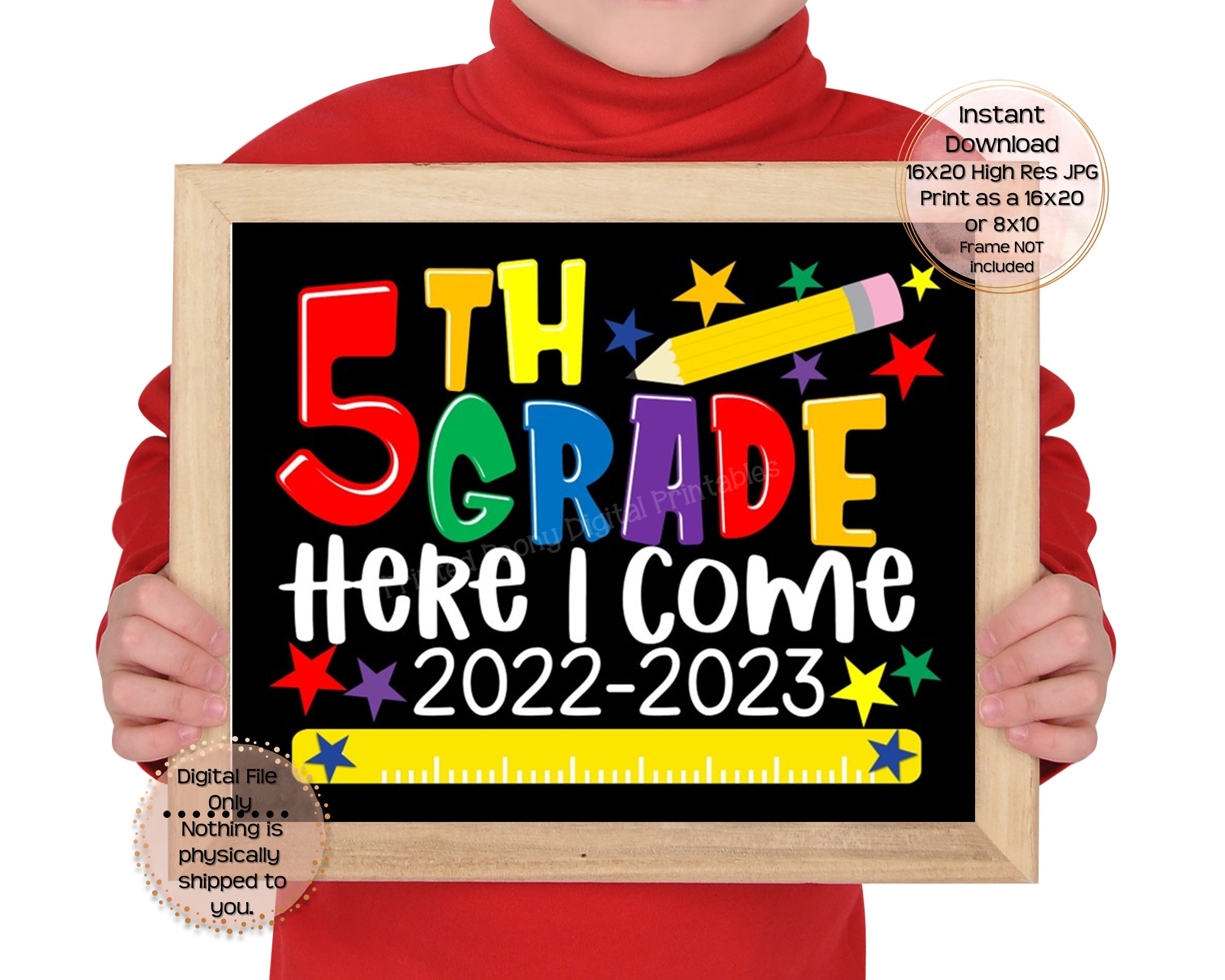 First Day of Fifth Grade Printable Sign 1st Day of School Sign - Etsy