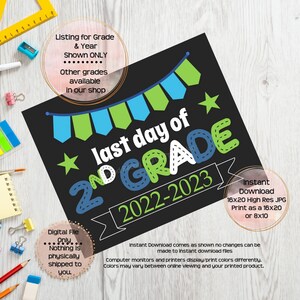 Last Day of Second Grade Printable Sign End of School Sign 2nd - Etsy