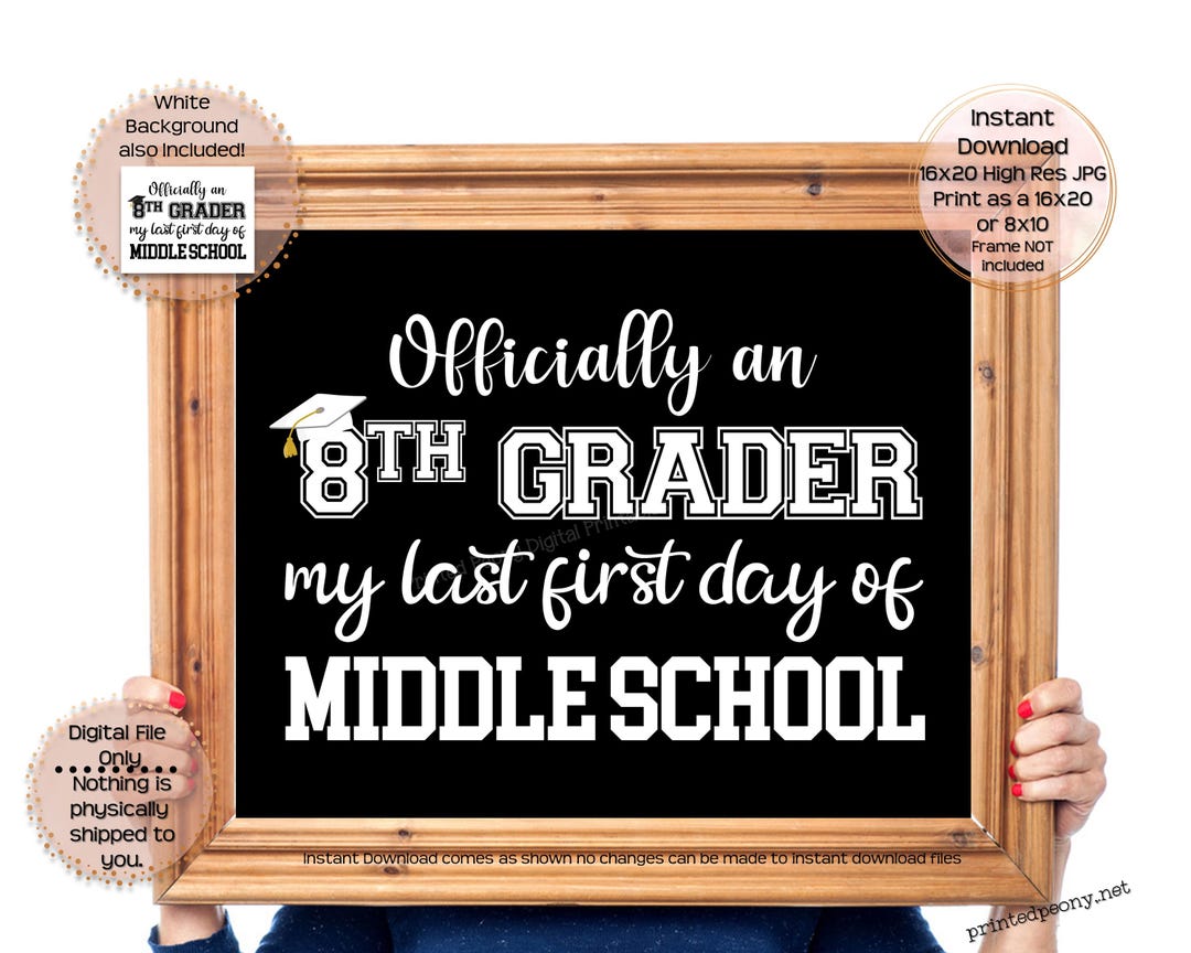 First Day of Eighth Grade Printable Sign First Day of School Sign 8th ...