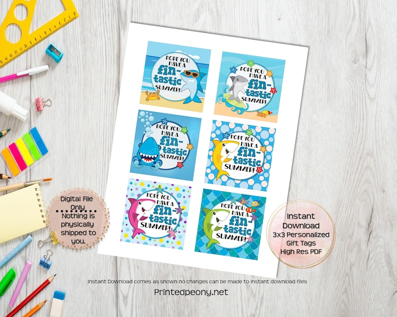 Shark Last Day of School Gift Tag Shark End of School Gift Tag - Etsy