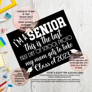 First Day of Senior Year Printable Sign First Day of School - Etsy