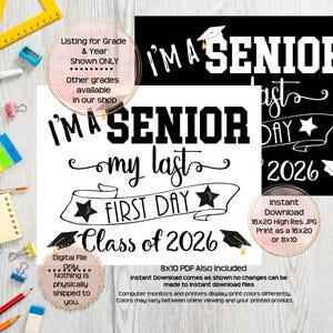 First Day of Senior Year Printable First Day of School Sign 12th Grade ...