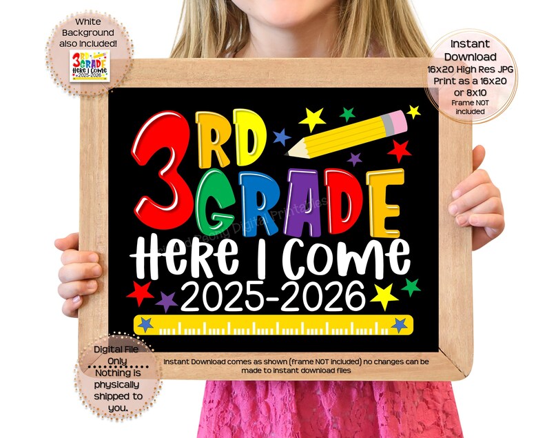 First Day of Third Grade Printable Sign First Day of 3rd Grade Photo ...