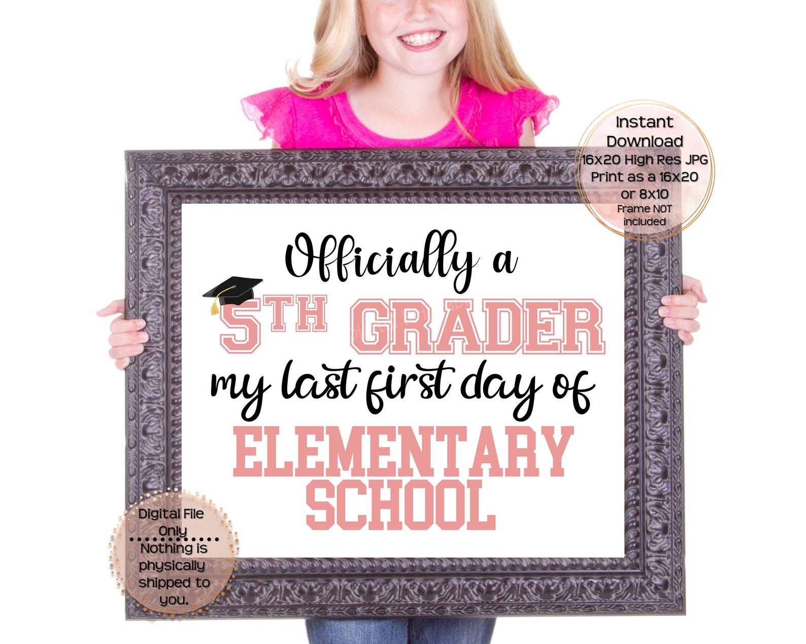 First Day of Fifth Grade Printable Sign First Day of School Sign 5th ...