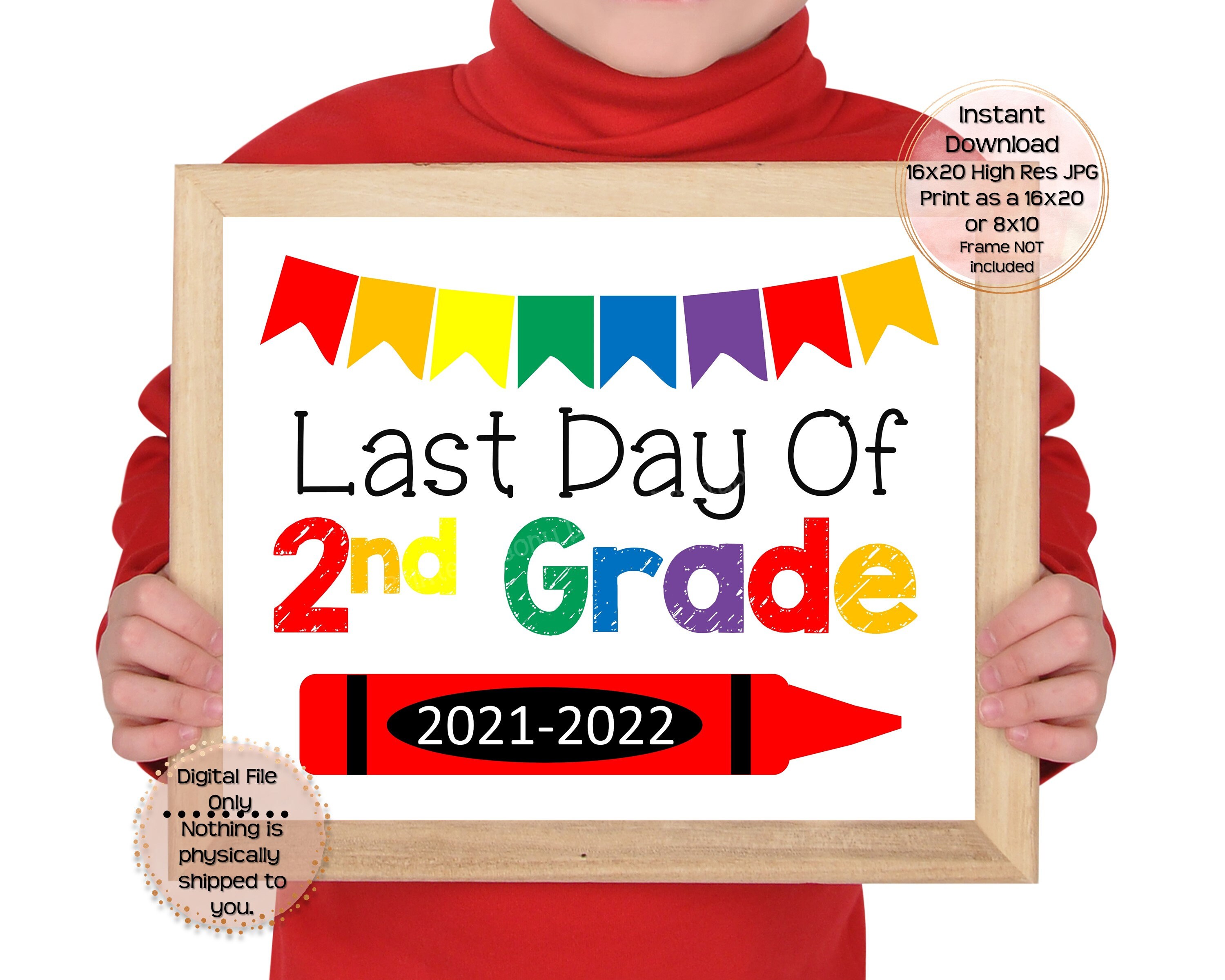Last Day of Second Grade Printable Sign Last Day of School | Etsy