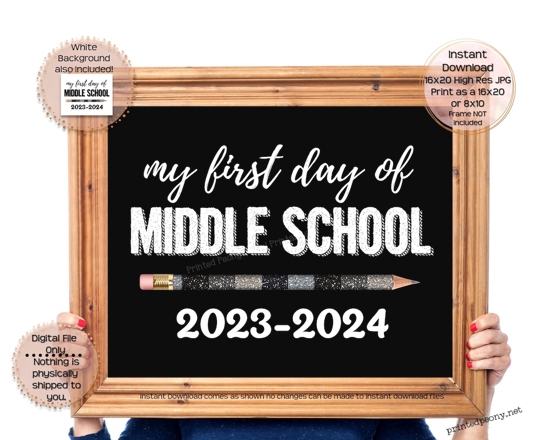 First Day of Middle School Printable Sign 1st Day of School - Etsy