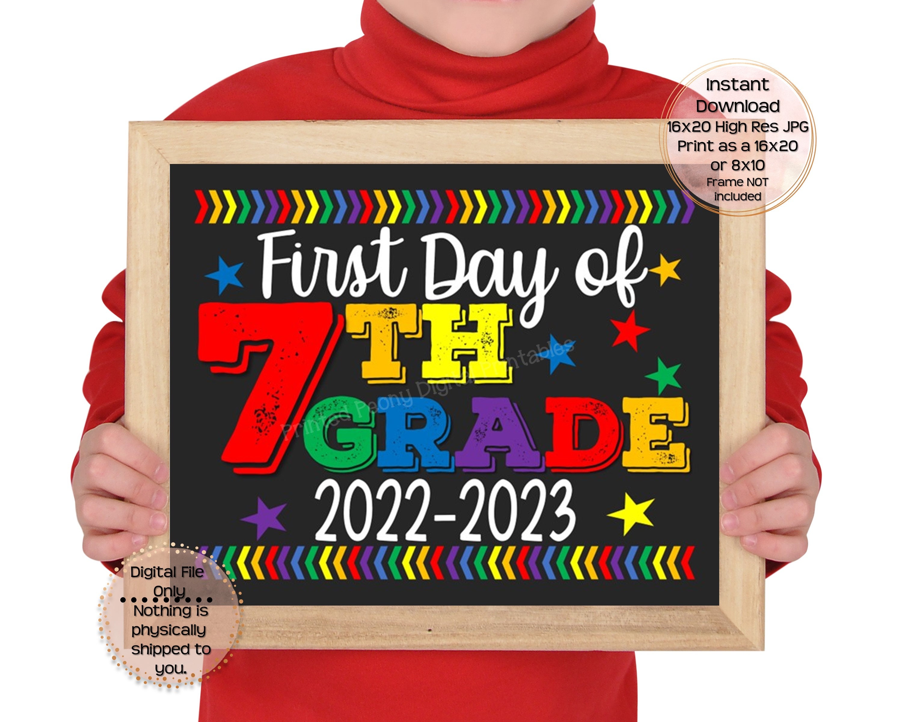 First Day of Seventh Grade Printable Sign First Day of School - Etsy