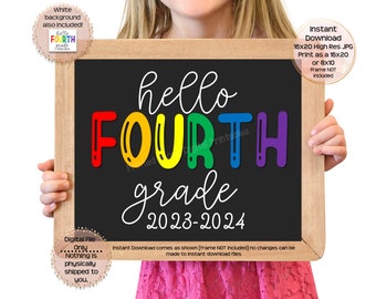 1st Day of 4th Grade Sign First Day of School Sign 2023 4th Grade ...