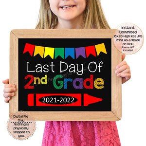 Last Day of Second Grade Printable Sign End of School Sign 2nd | Etsy