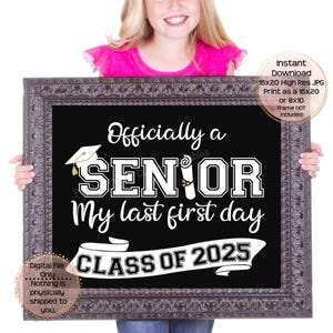 First Day of Senior Year Printable Sign First Day of School Sign 12th ...