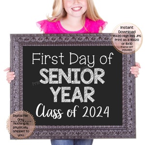 First Day of Senior Year Printable Sign First Day of School Sign 12th ...