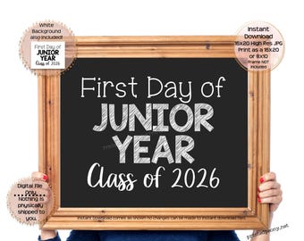 First Day of Junior Year Sign Printable Back to School Sign First Day ...