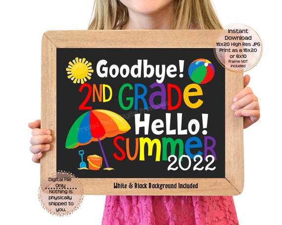 Last Day of Second Grade Printable Sign End of School Sign 2nd - Etsy