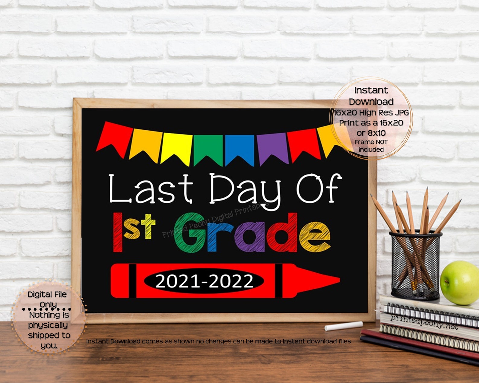 Last Day of First Grade Printable Sign End of School Sign 1st - Etsy