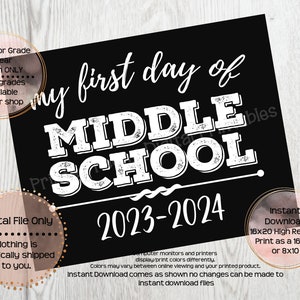 First Day of Middle School Printable Sign 1st Day of School - Etsy