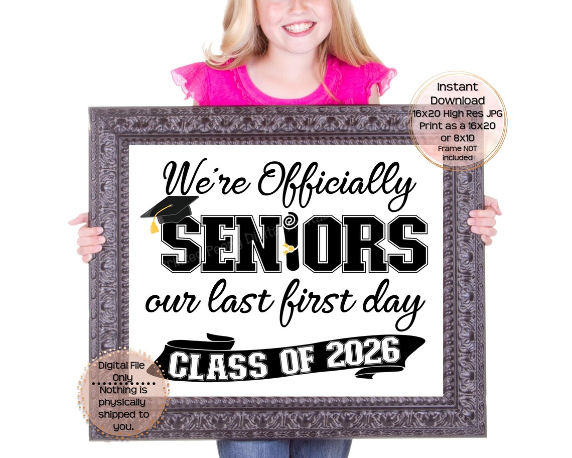 First Day of Senior Year Printable Sign First Day of School Sign Twin ...