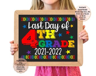 Last Day of Fourth Grade Printable Sign End of School Sign 4th | Etsy