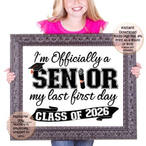 First Day of Senior Year Printable Sign First Day of School Sign 12th ...