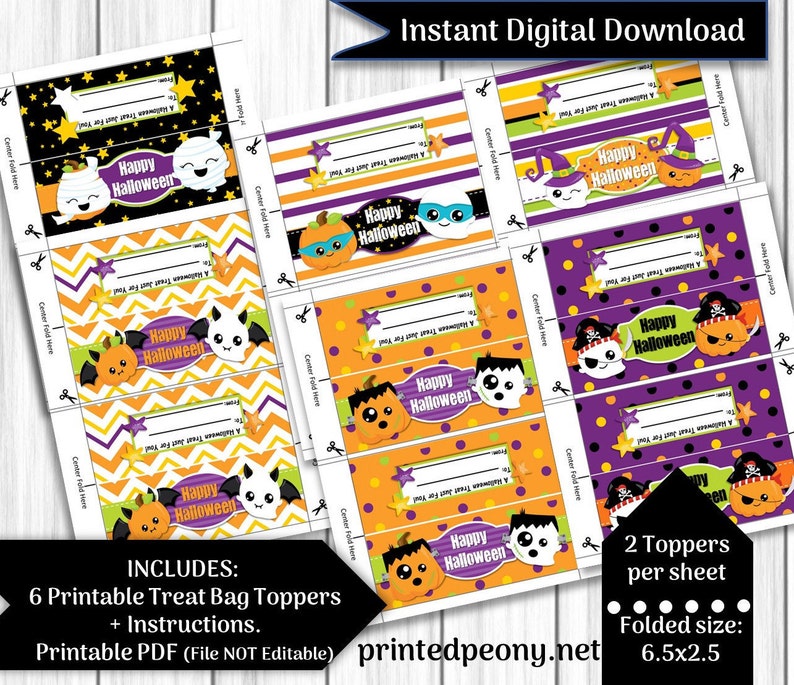 Halloween Treat Bag Toppers Halloween Party Favors Treat Bags Halloween ...